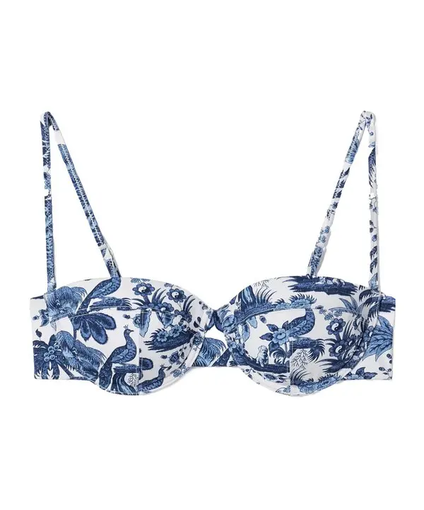 Staud Jo" Printed Bikini Top - Blue