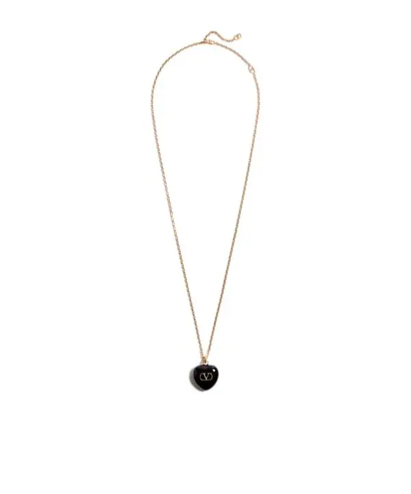 Valentino Garavani Heart-shaped Chained Necklace - Gold/black