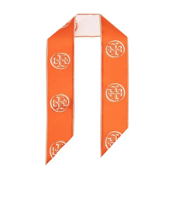 Tory Burch Printed Silk Neck Scarf - Orange