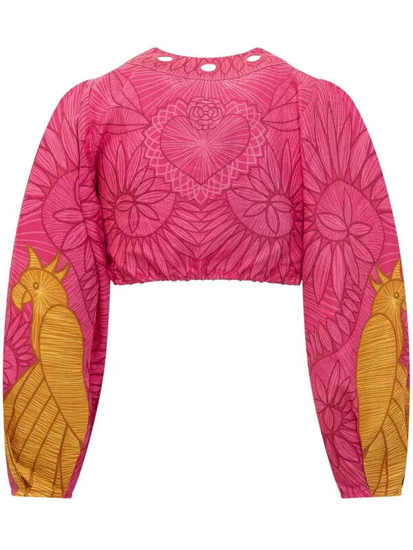 Farm Rio Usiacuri Eyelet Cropped Top - Red