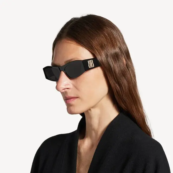 Balenciaga Rectangle Frame Sunglasses - Black