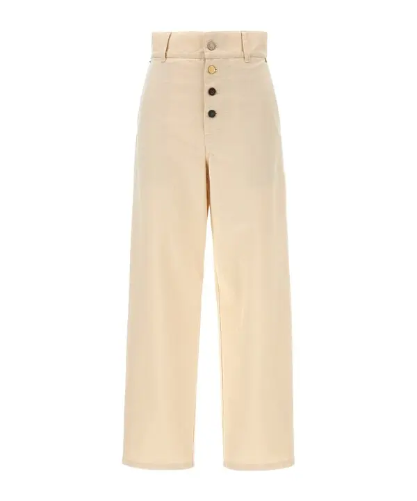 Moschino Gabardine Trousers With Button Detail - Beige