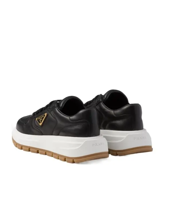 Prada Logo Plaque Lace-up Sneakers - Black