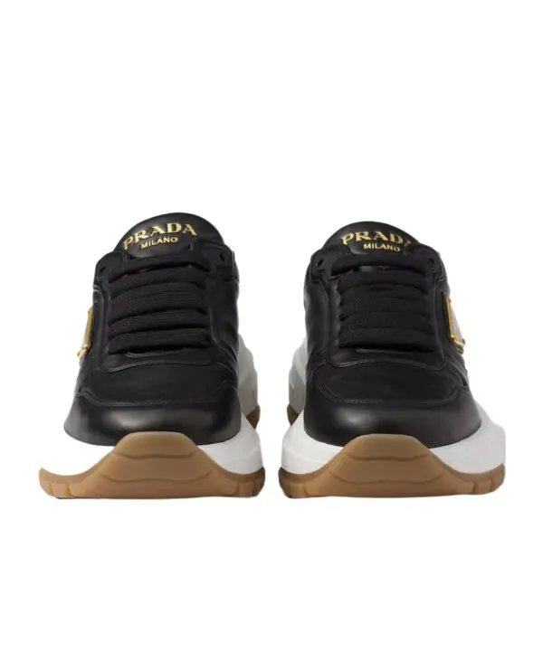 Prada Logo Plaque Lace-up Sneakers - Black