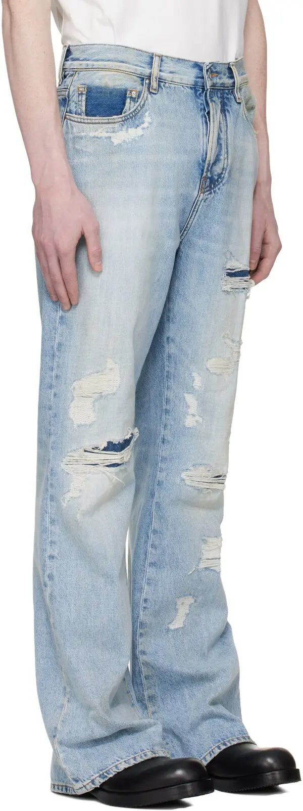 Amiri Distressed Flare Jeans - Light Blue
