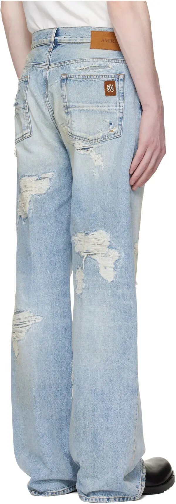 Amiri Distressed Flare Jeans - Light Blue