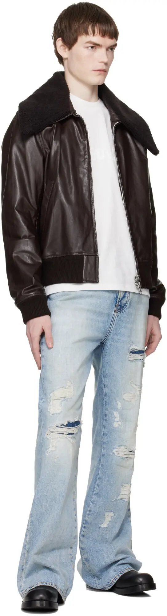 Amiri Distressed Flare Jeans - Light Blue