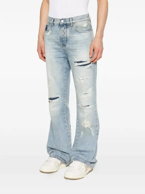 Amiri Distressed Flare Jeans - Light Blue