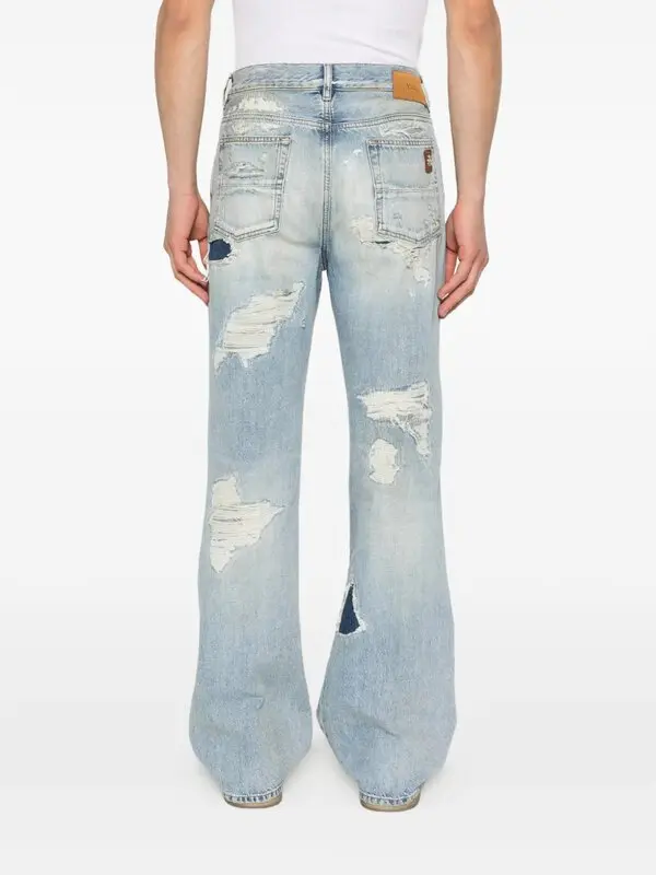 Amiri Distressed Flare Jeans - Light Blue