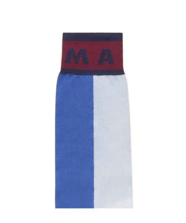 Marni Color-blocked Cotton Socks With Jacquard Lettering