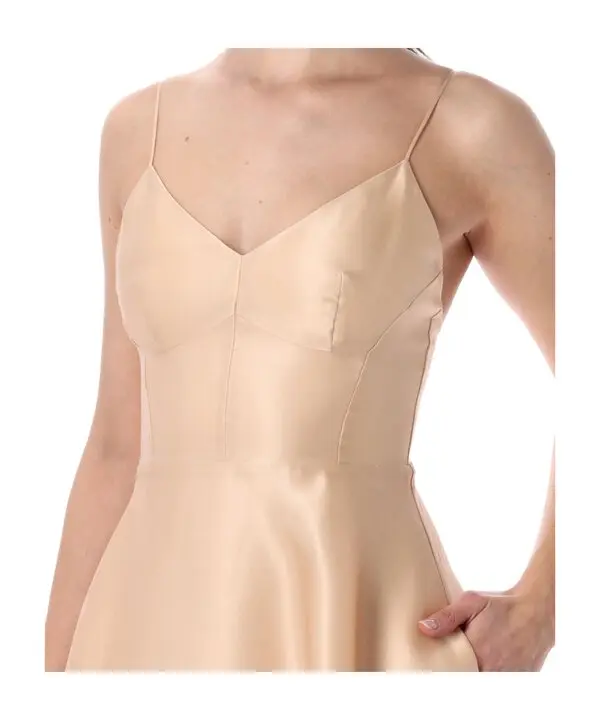 Alberta Ferretti Spaghetti Strap V-neck Calf-length Dress