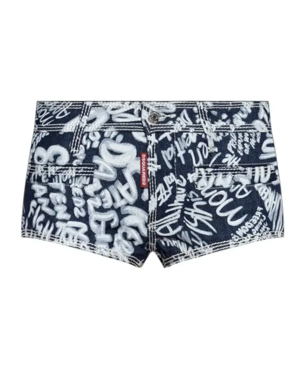 Dsquared2 Pattern-printed Denim Shorts - Navy Blue