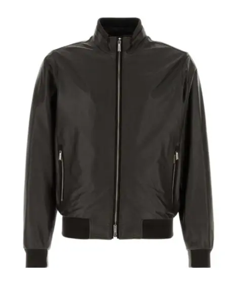 MOORER Leather Bomber Jacket - Dark Brown