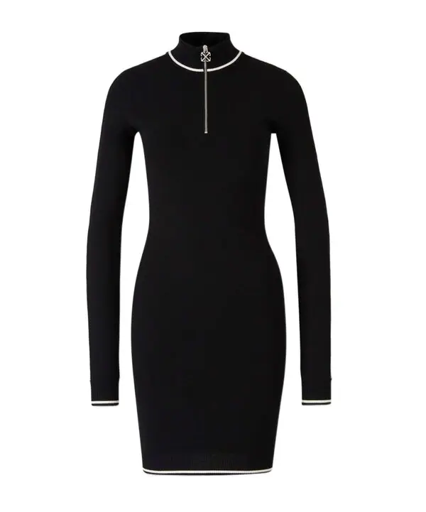 Off-White Zip-fastening Stripe-detail Dress - Black
