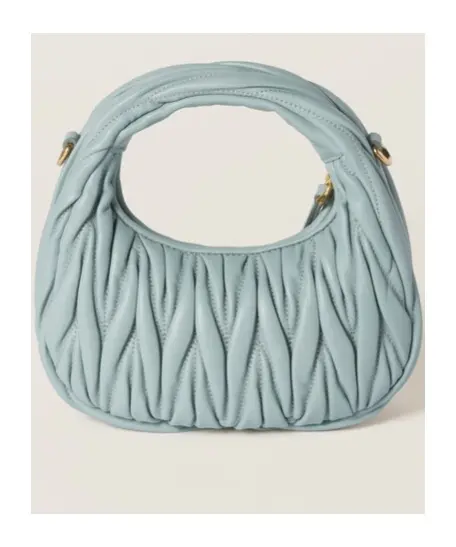 Miu Miu Wander Matelassé Nappa Leather Mini Hobo Bag - Gray