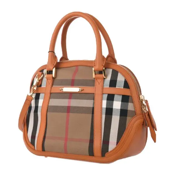 Burberry Checked Handbag With Top Handle - Brown