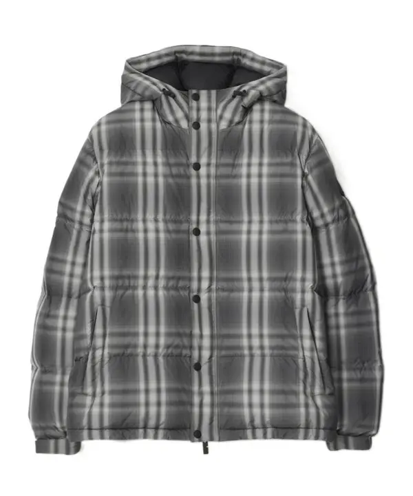 Burberry Checked Hooded Puffer Jacket With Equestrian Knight Design - Black