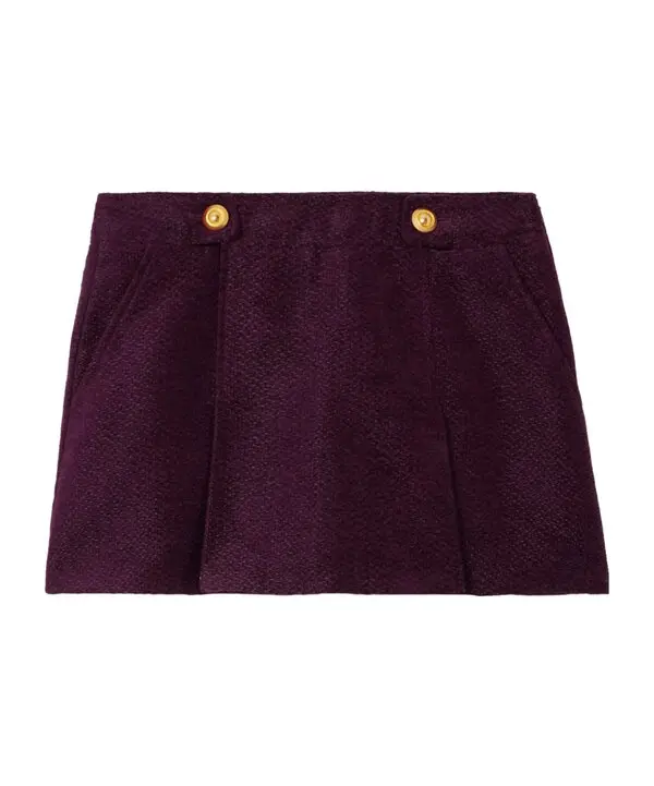 TOM FORD Pleated Tweed Mini Skirt - Plum