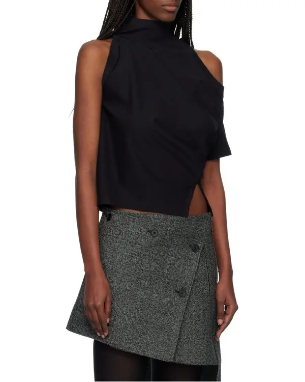 COURREGES Asymmetrical Cut-out Shoulder Blouse