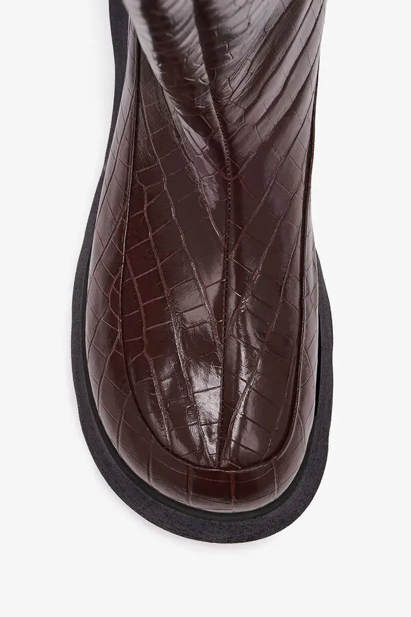 GANNI Embossed High Boots - Brown