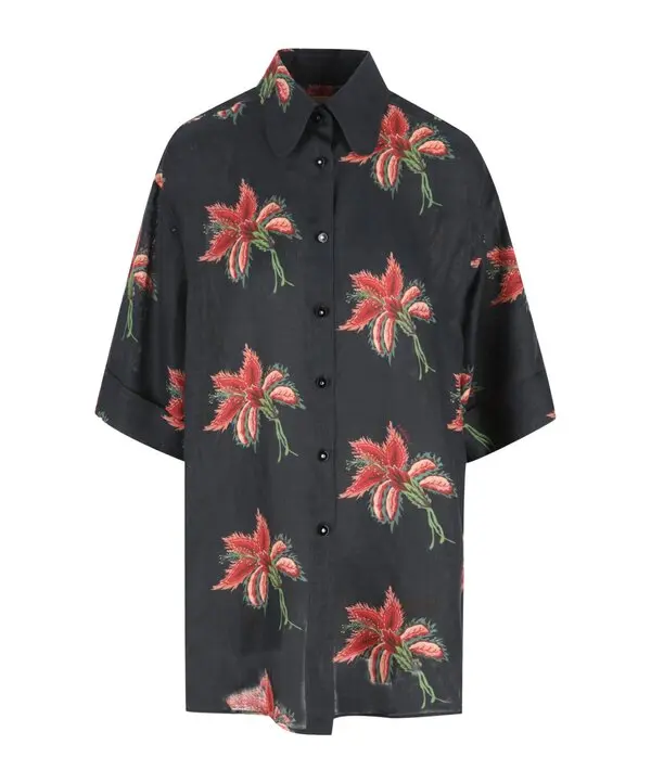 Valentino Garavani Papier Floral Bowling Shirt - Black
