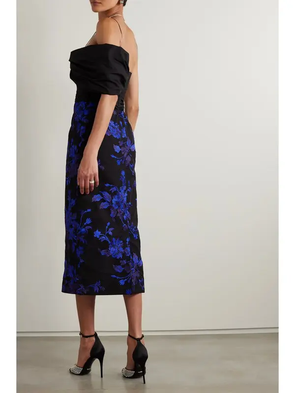 Erdem One-shoulder Embroidered Dress