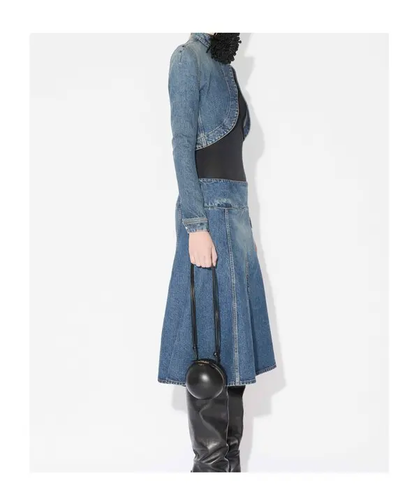 Alaïa Vintage-effect Denim A-line Midi Skirt