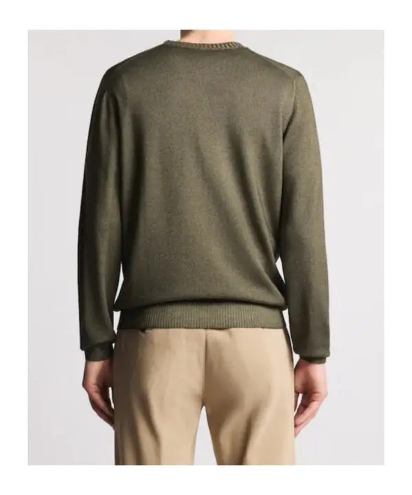 FAY Ribbed Crew Neck Knitwear In Wool - Green