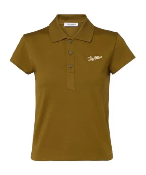 Attico Logo Cropped Cotton Jersey Polo Shirt - Brown