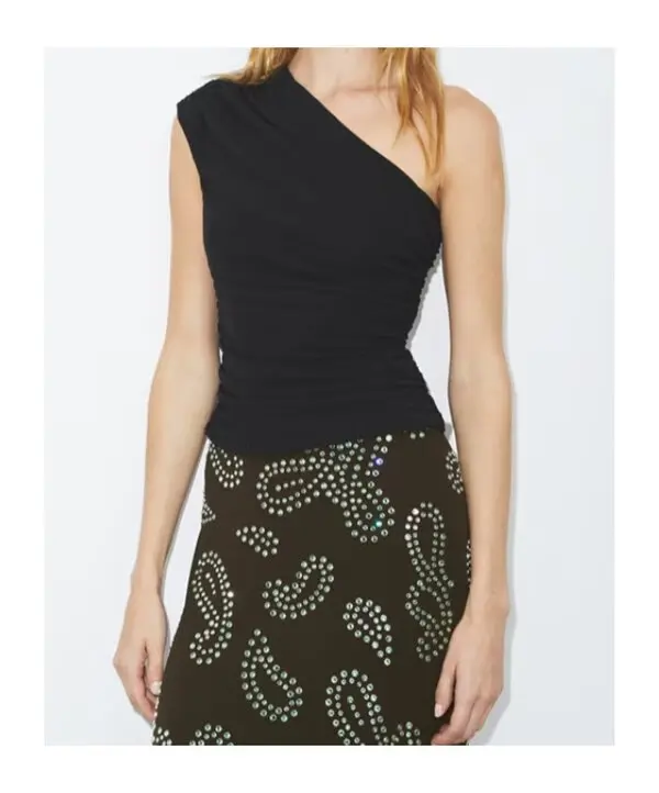 Tory Burch Ruched One-shoulder Top