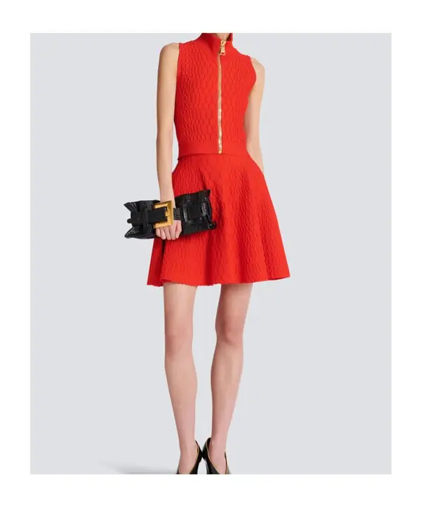 Balmain Sleeveless Knitted High Neck Top With Zip Closure