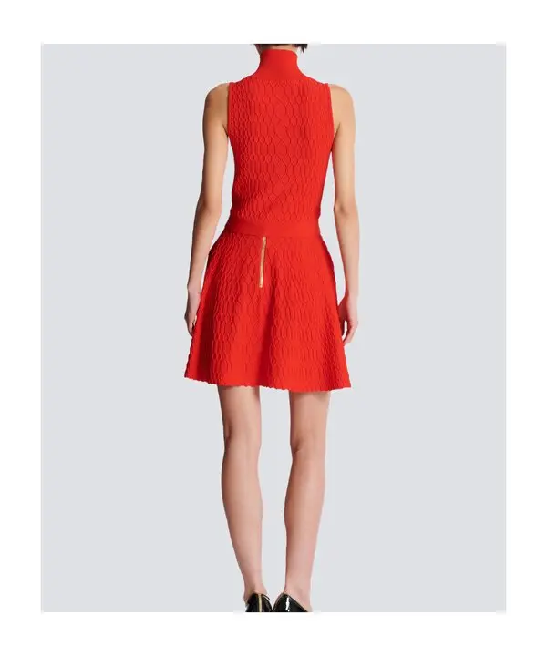 Balmain Sleeveless Knitted High Neck Top With Zip Closure