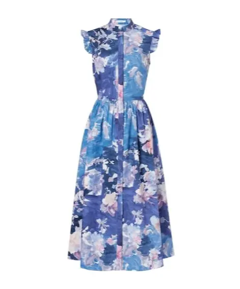 Erdem Flared Floral Midi Dress - Blue
