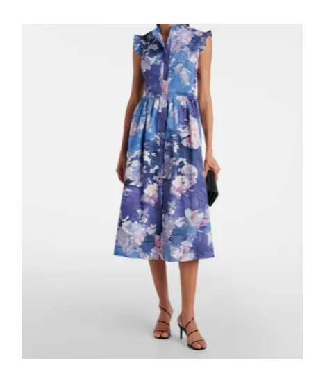Erdem Flared Floral Midi Dress - Blue