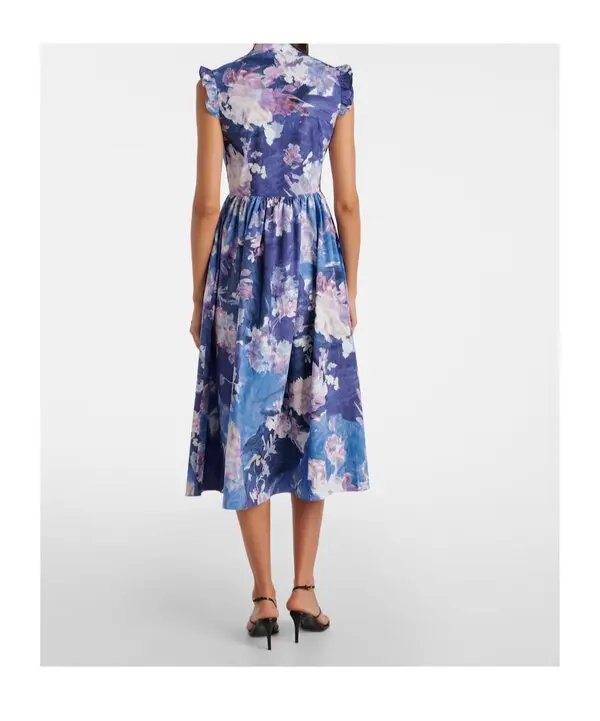 Erdem Flared Floral Midi Dress - Blue