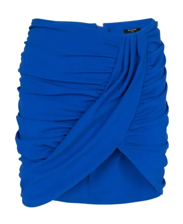 Balmain Draped Jersey Skirt - Blue