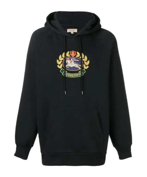 Burberry Logo Hooded Sweater - Black