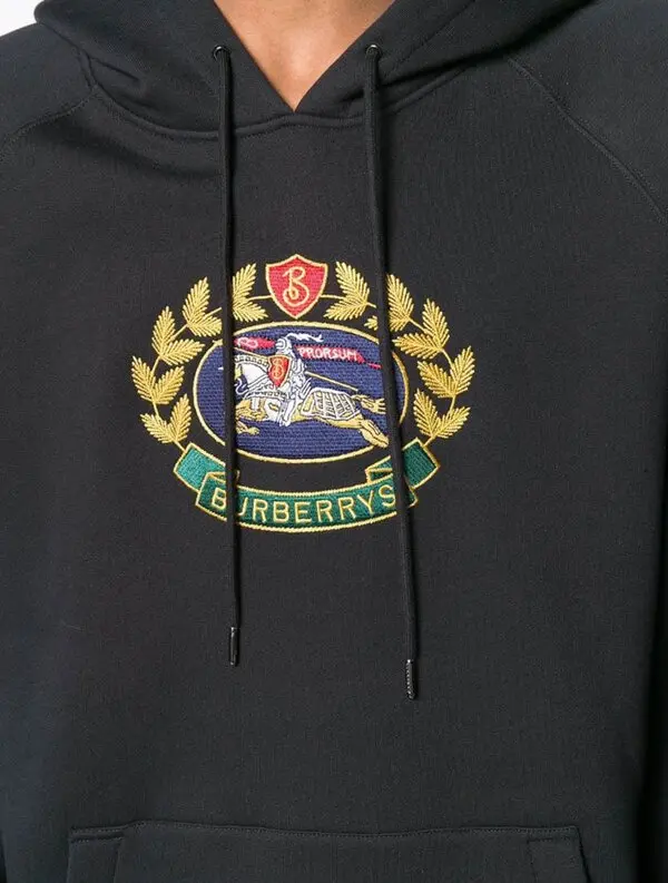 Burberry Logo Hooded Sweater - Black