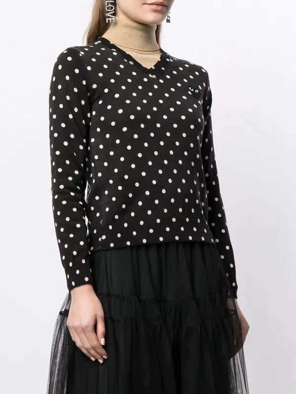 Play Comme Des Garcon Polka Dot Print Wool Pullover