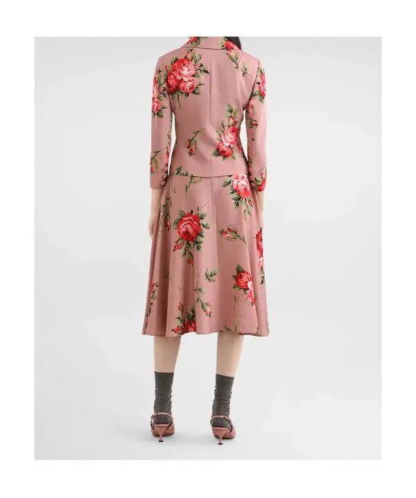 Dolce & Gabbana Rose Bouquet-print Charmeuse Single-breasted Jacket - Pink