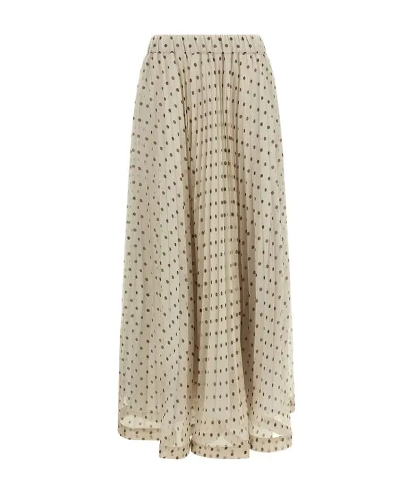P.a.r.o.s.h Polka Dot Pleated Maxi Skirt - Nude