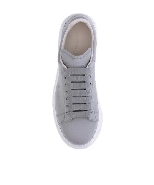 Alexander McQueen Oversized Lace-up Sneakers With Perforated Detailing - Gray