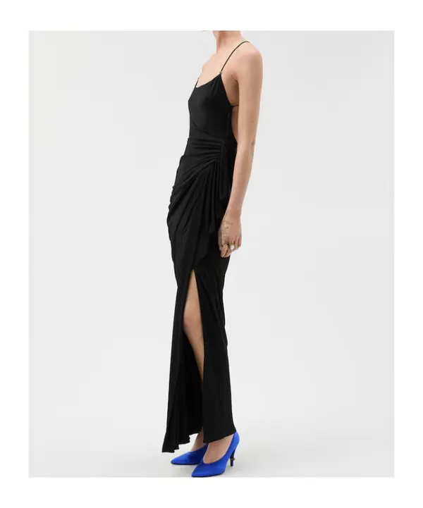 Versace Ruched Slip Dress With Medusa Hardware