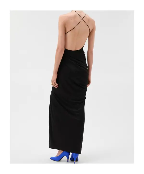 Versace Ruched Slip Dress With Medusa Hardware