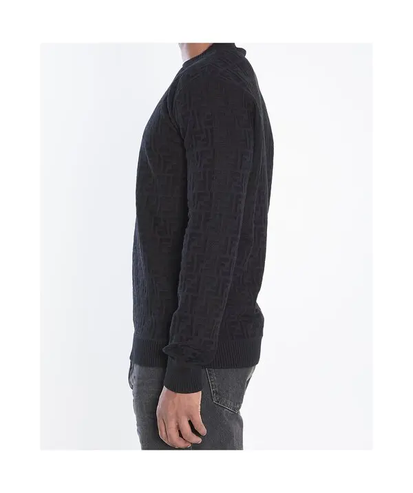 Fendi Ff Monogram Crewneck Knitted Jumper - Black