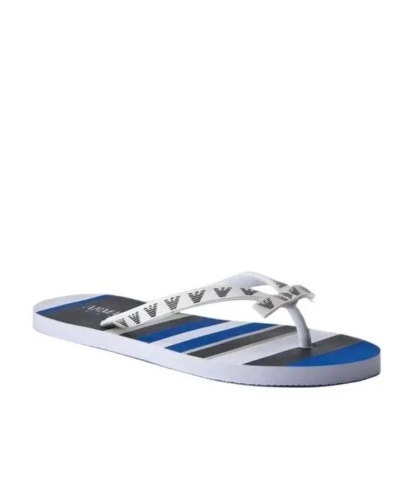 Emporio Armani Striped Flip-flops With Logo Detail - White
