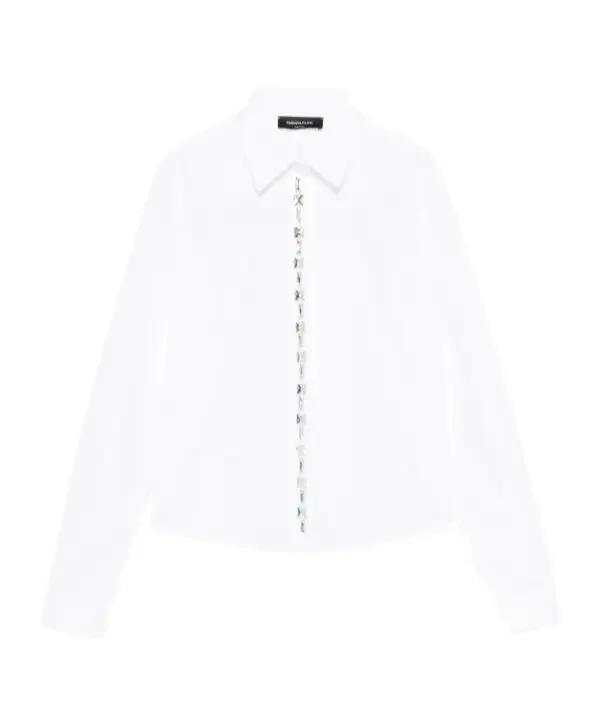 Fabiana Filippi Crystal Embellished Long Sleeve Shirt - White