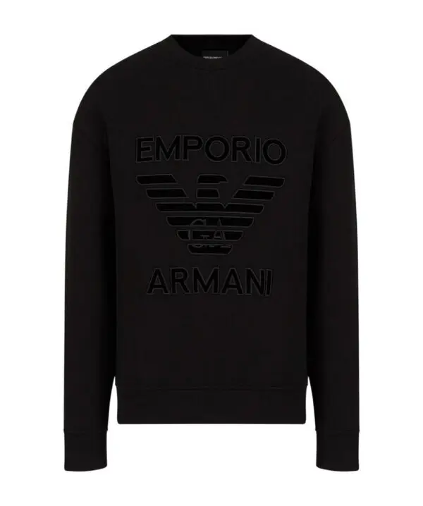 Emporio Armani Crew Neck Logo-print Sweatshirt - Black