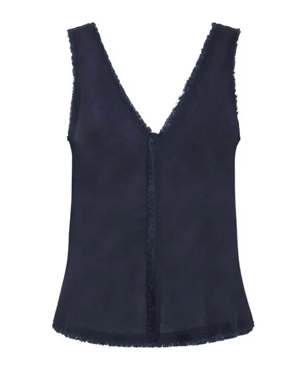 P.a.r.o.s.h Linen V-neck Blouse With Frayed Detailing