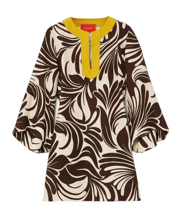 La DoubleJ The Kaftan Mini Printed Dress - Darkbrown